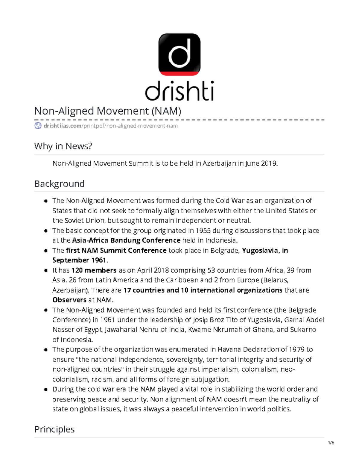 Non aligned movement nam - Non-Aligned Movement (NAM) drishtiias ...