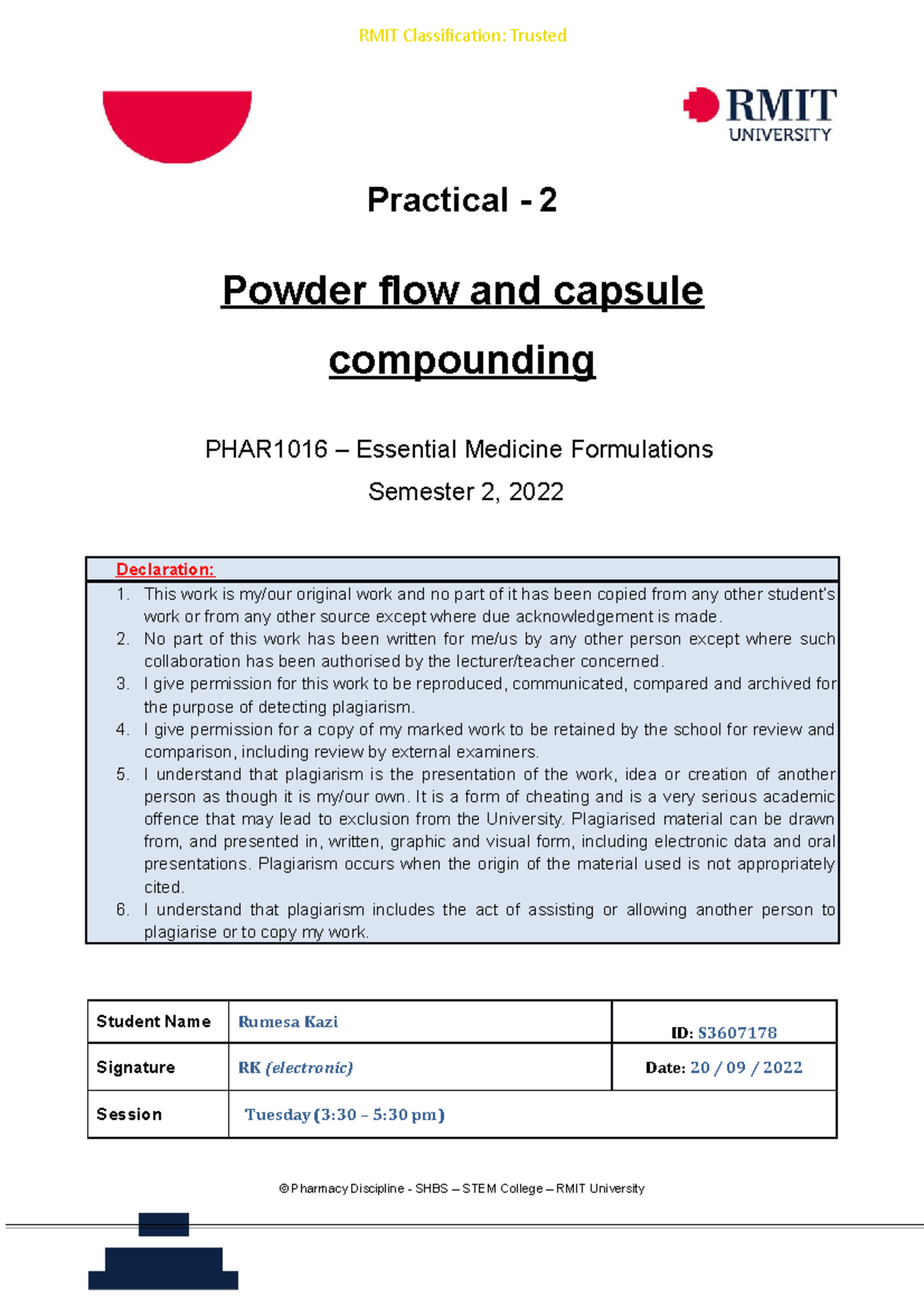 Marked Practical: Powder flow and compounding of capsules - Practical ...