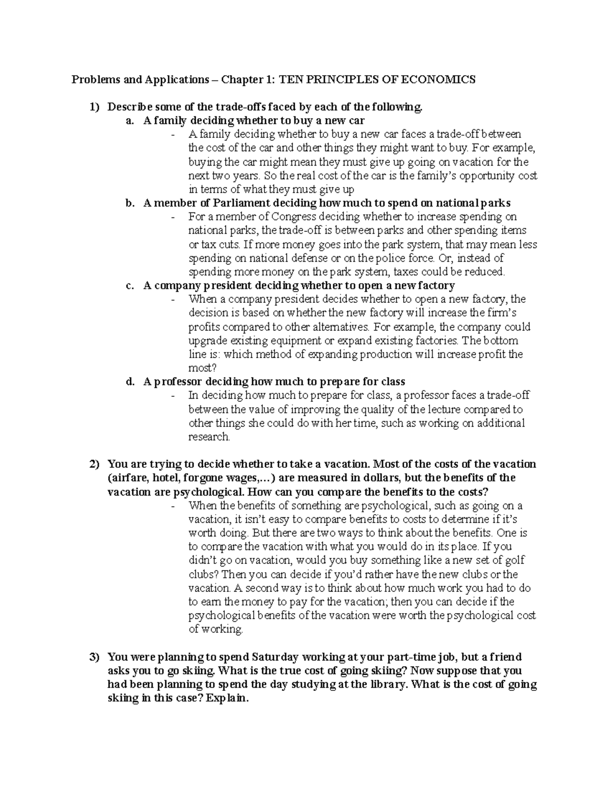 Solution Chapter 1 Economics - Problems and Applications – Chapter 1 ...