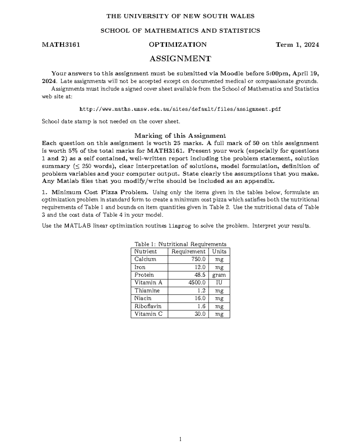 Ass-math3161-24- Final - THE UNIVERSITY OF NEW SOUTH WALES SCHOOL OF MATHEMATICS AND STATISTICS ...