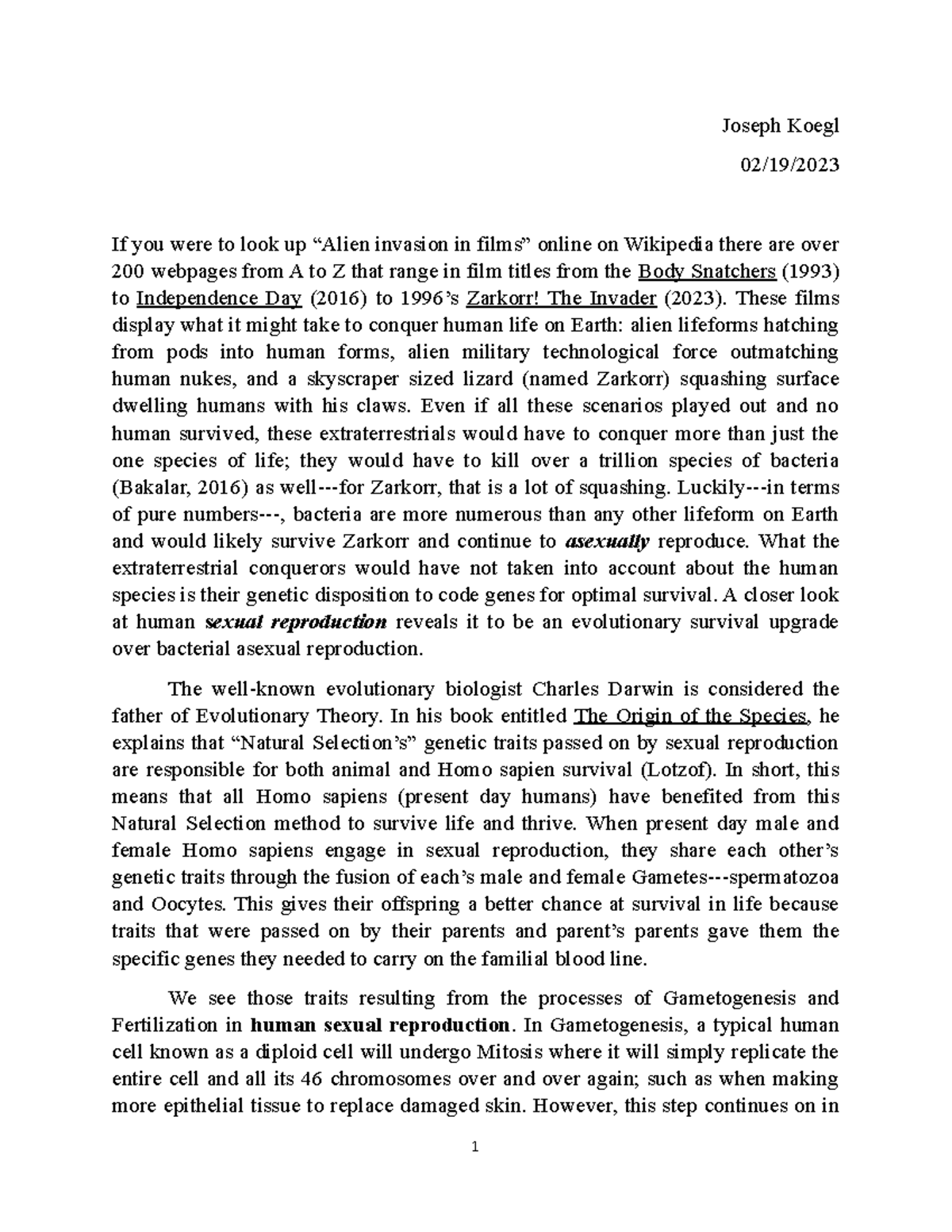 Homework 12 Essay - sdff - Joseph Koegl 02/19/ If you were to look up ...