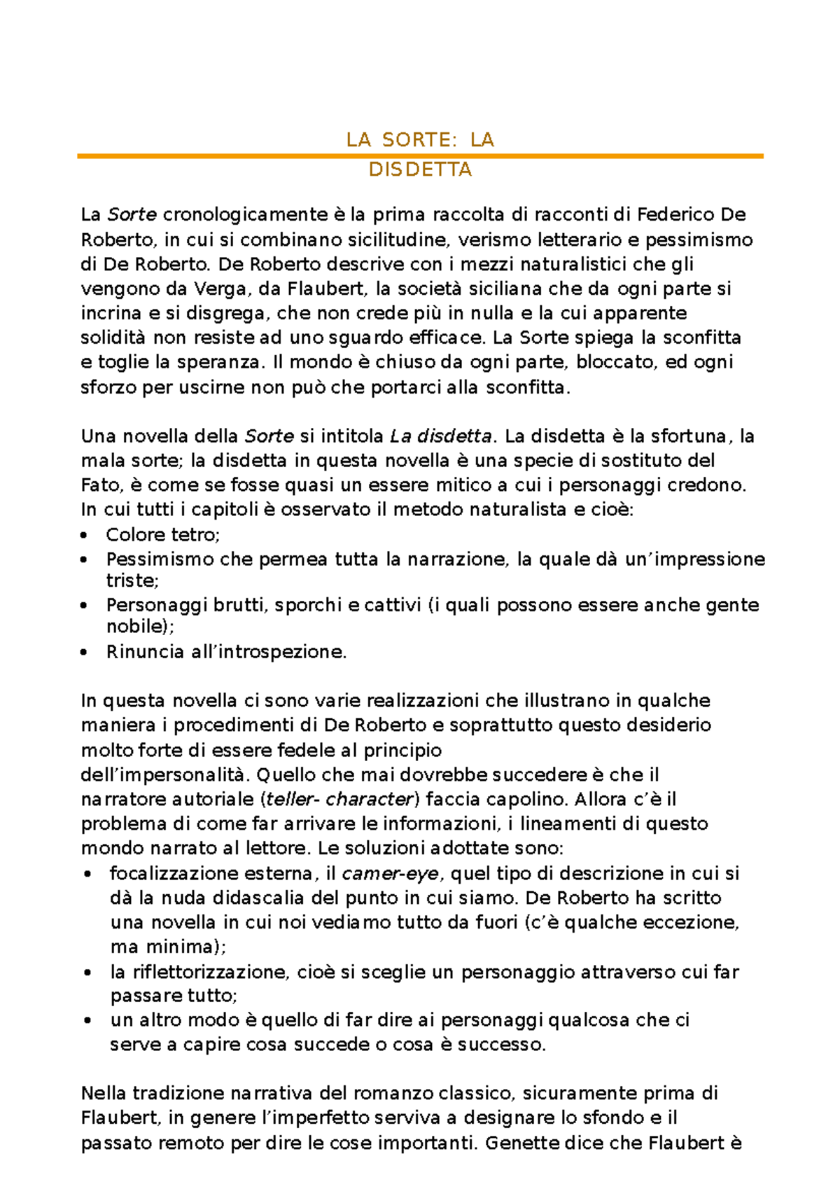 La sorte analisi - LA SORTE: LA DISDETTA La Sorte cronologicamente è la prima raccolta di ...