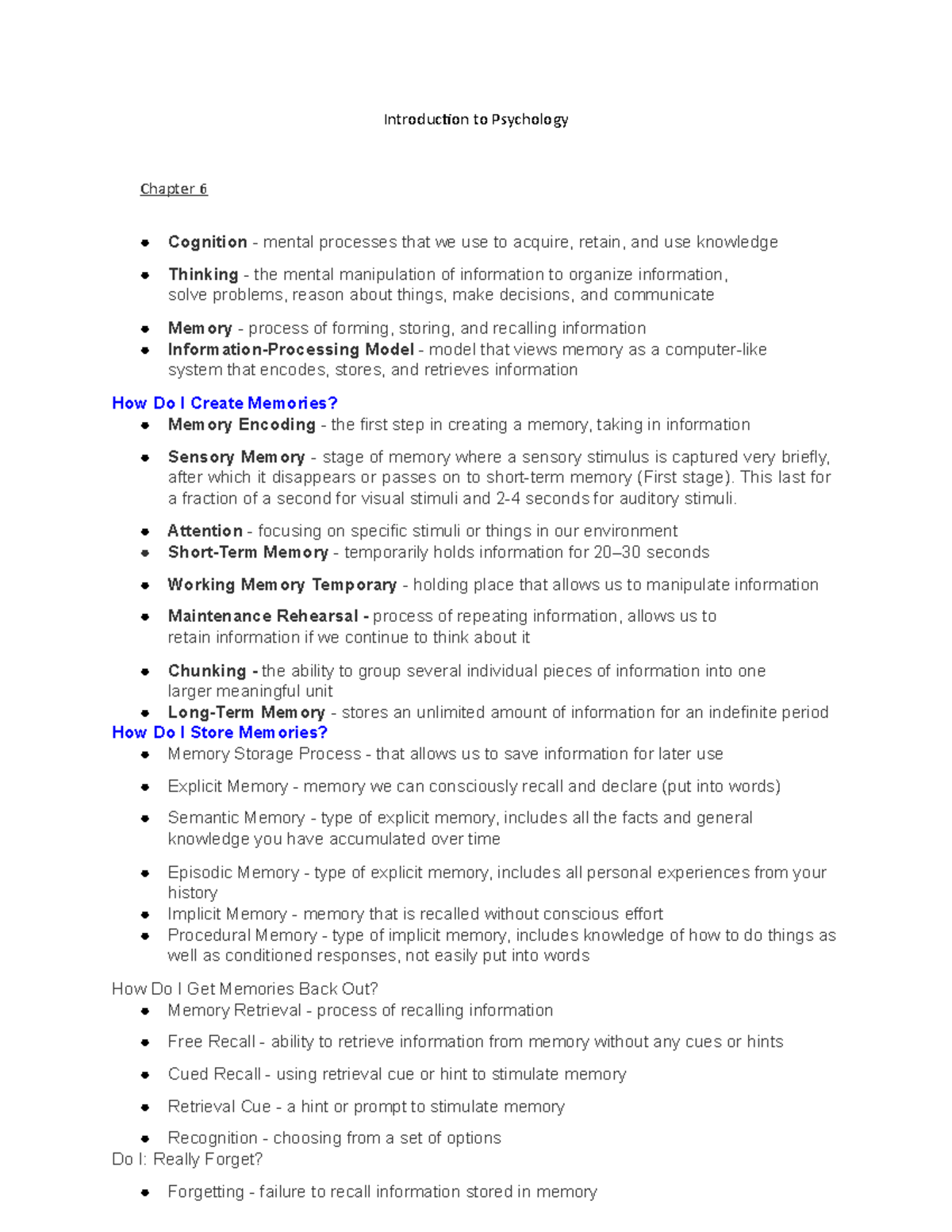 Chapter 6 - Professor Sholty - Introduction to Psychology Chapter 6 ...