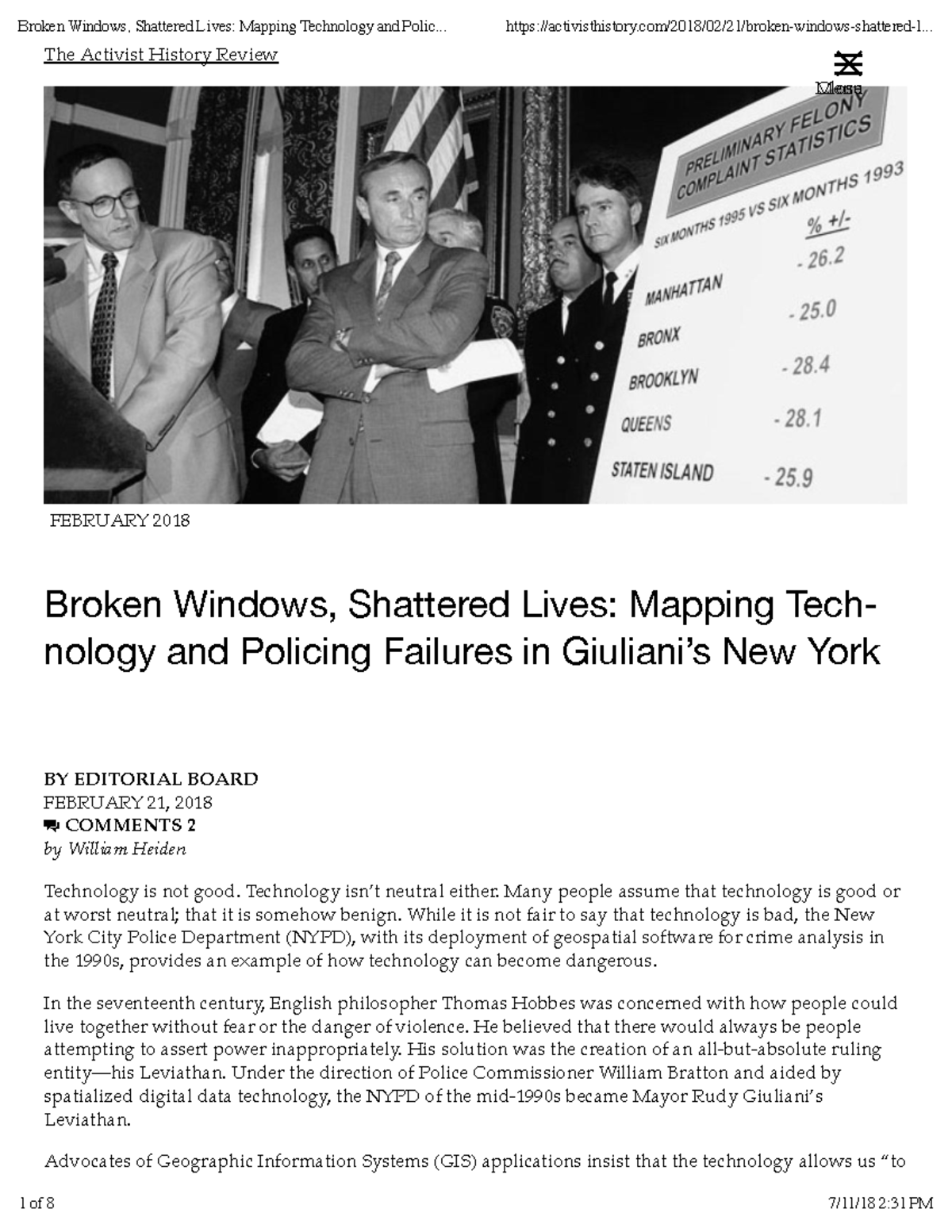 Broken Windows, Shattered Lives Mapping Technology and Policing ...