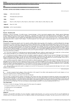 LAW OF Delict - harm - LAW OF DELICT SEMESTER ONE NOTES: ELEMENTS HARM ...