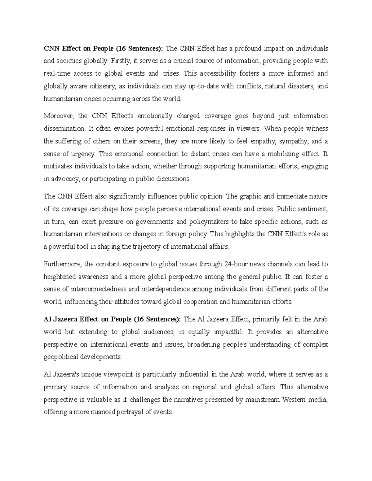 CNN-Aljazera Effect on People updated - CNN Effect on People (16 ...