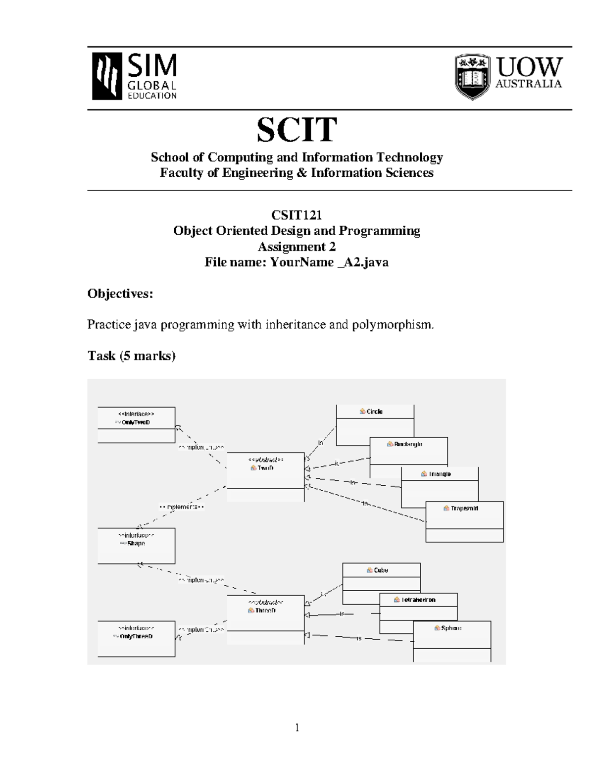 CSIT121 Assignment2 2021_Semester2 - SCIT School of Computing and Information Technology Faculty ...