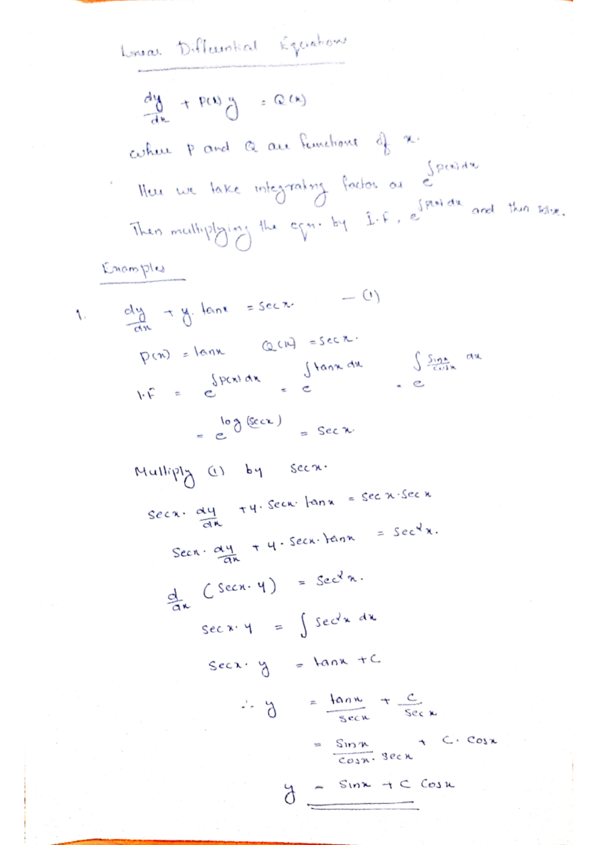 Linear Differential Equations Solutions BASIC MATHEMATICS Studocu