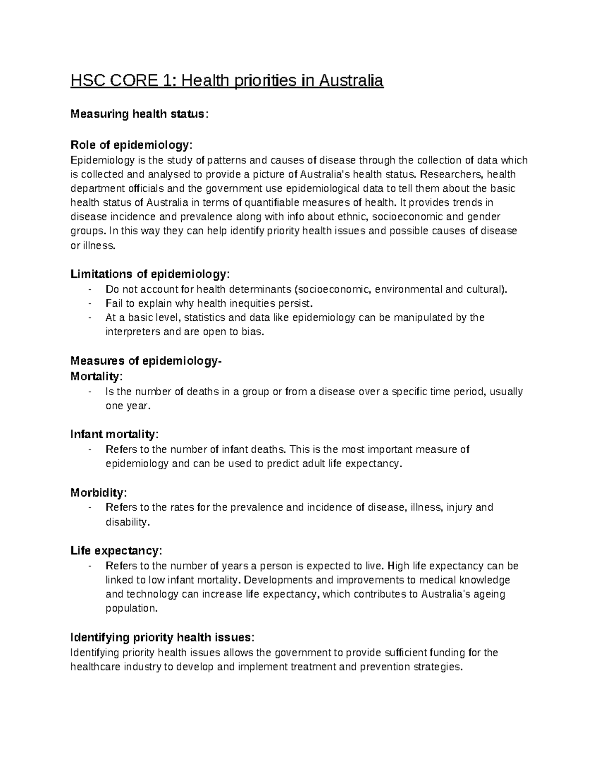 Full study notes for hsc pdhpe core 1 and core 2 - HSC CORE 1: Health ...