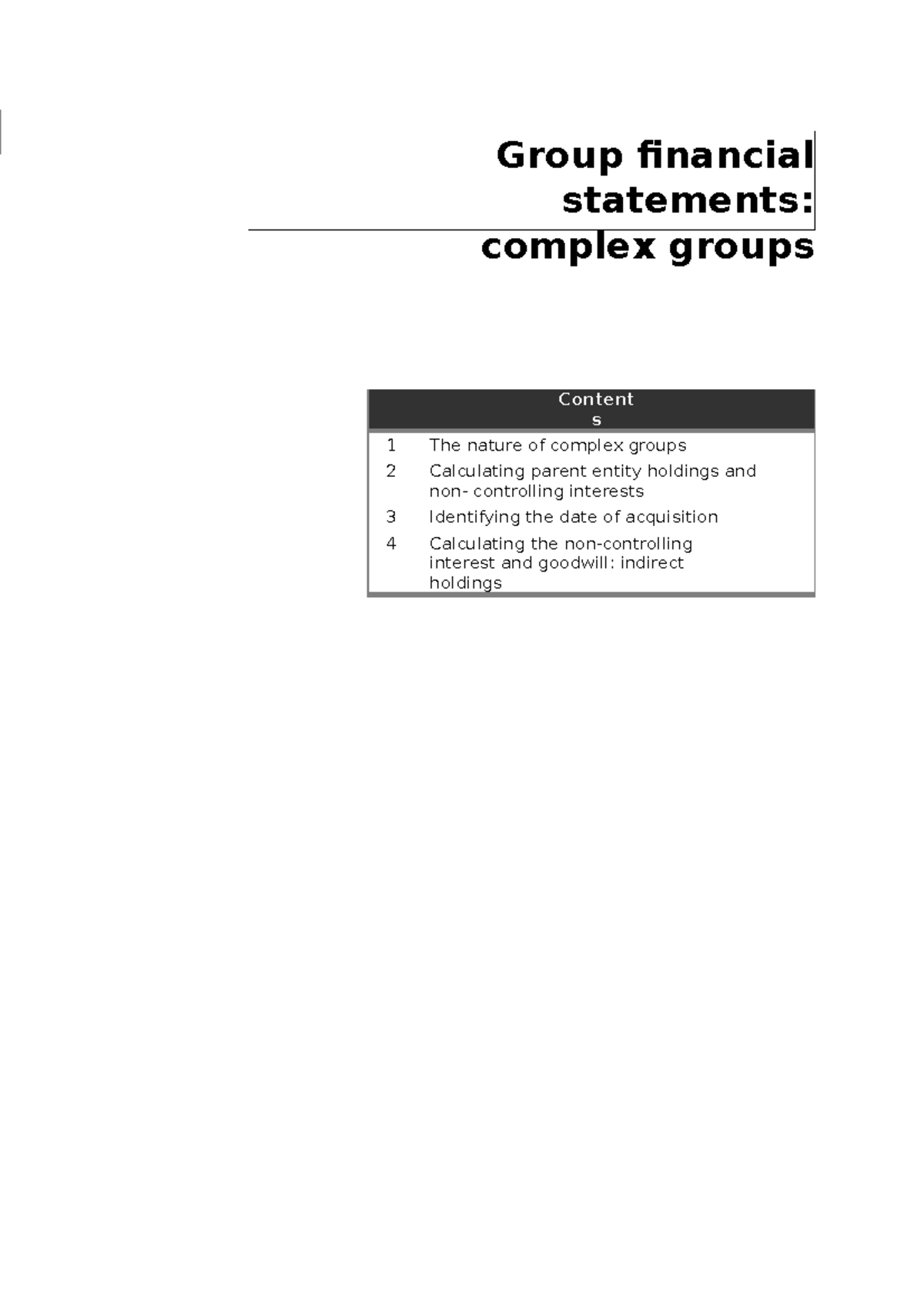Complex group structurs 1 - Group inancial statements: complex groups ...