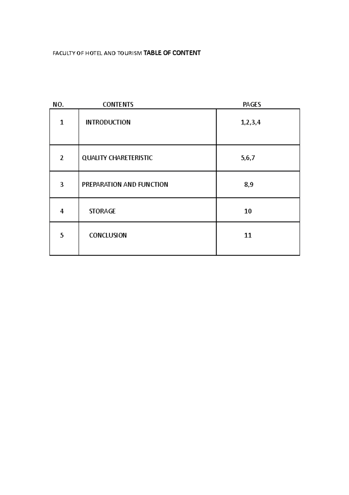 HTC Assignment - food studies - FACULTY OF HOTEL AND TOURISM TABLE OF ...