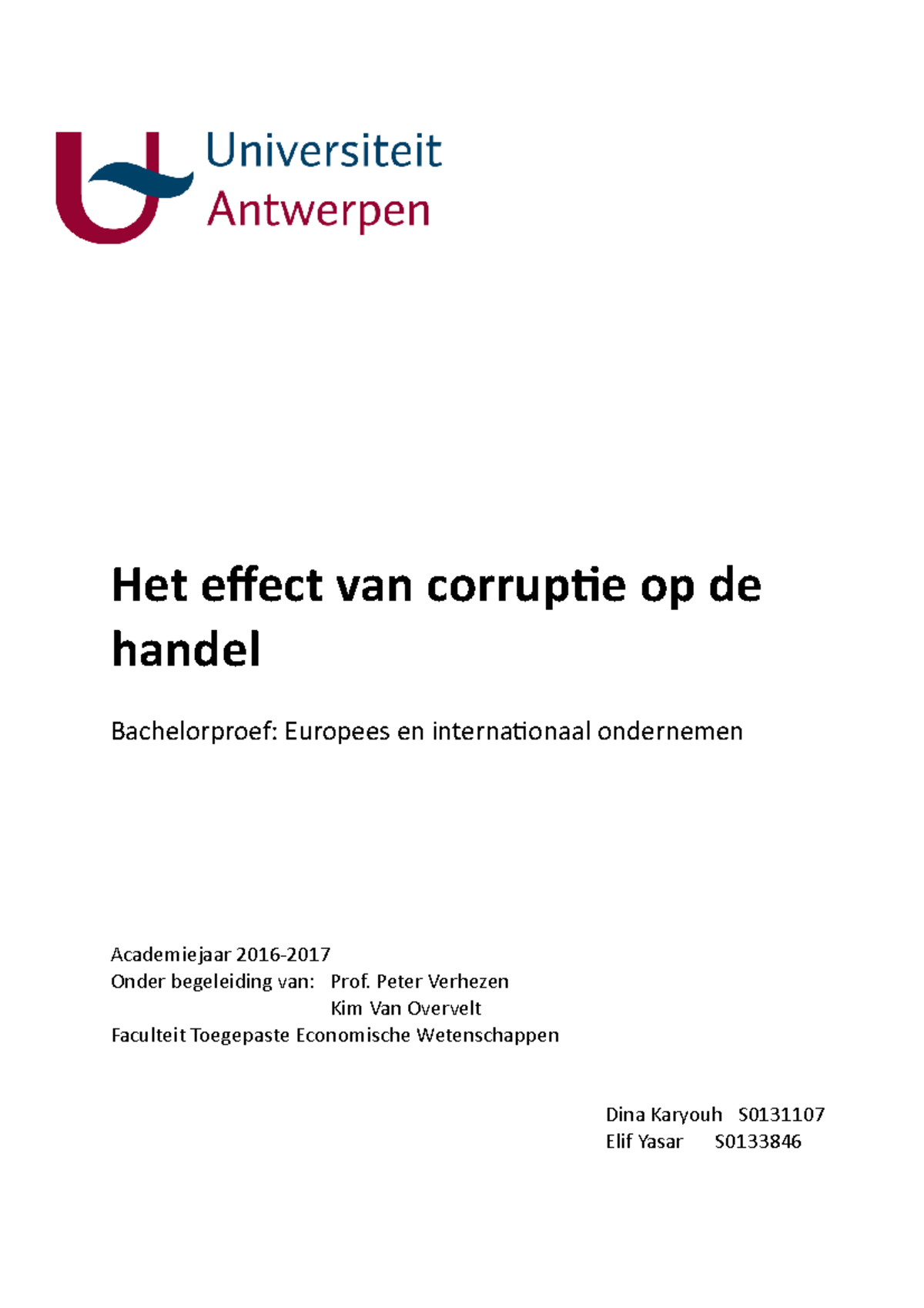 Bachelorproef Dina Karyouh Elif Yasar Peter Verhezen - Het effect van ...