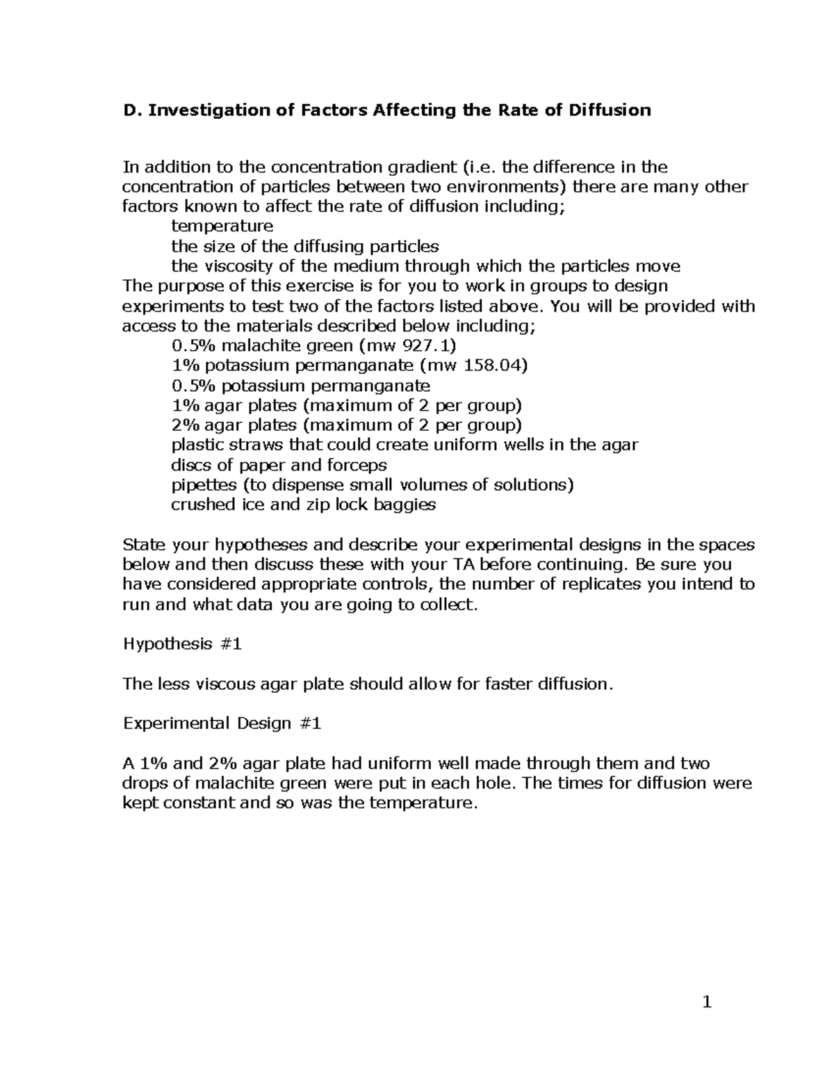 2 Biol 116 - Diffusion and Osmosis- 2019 - D. Investigation of Factors ...