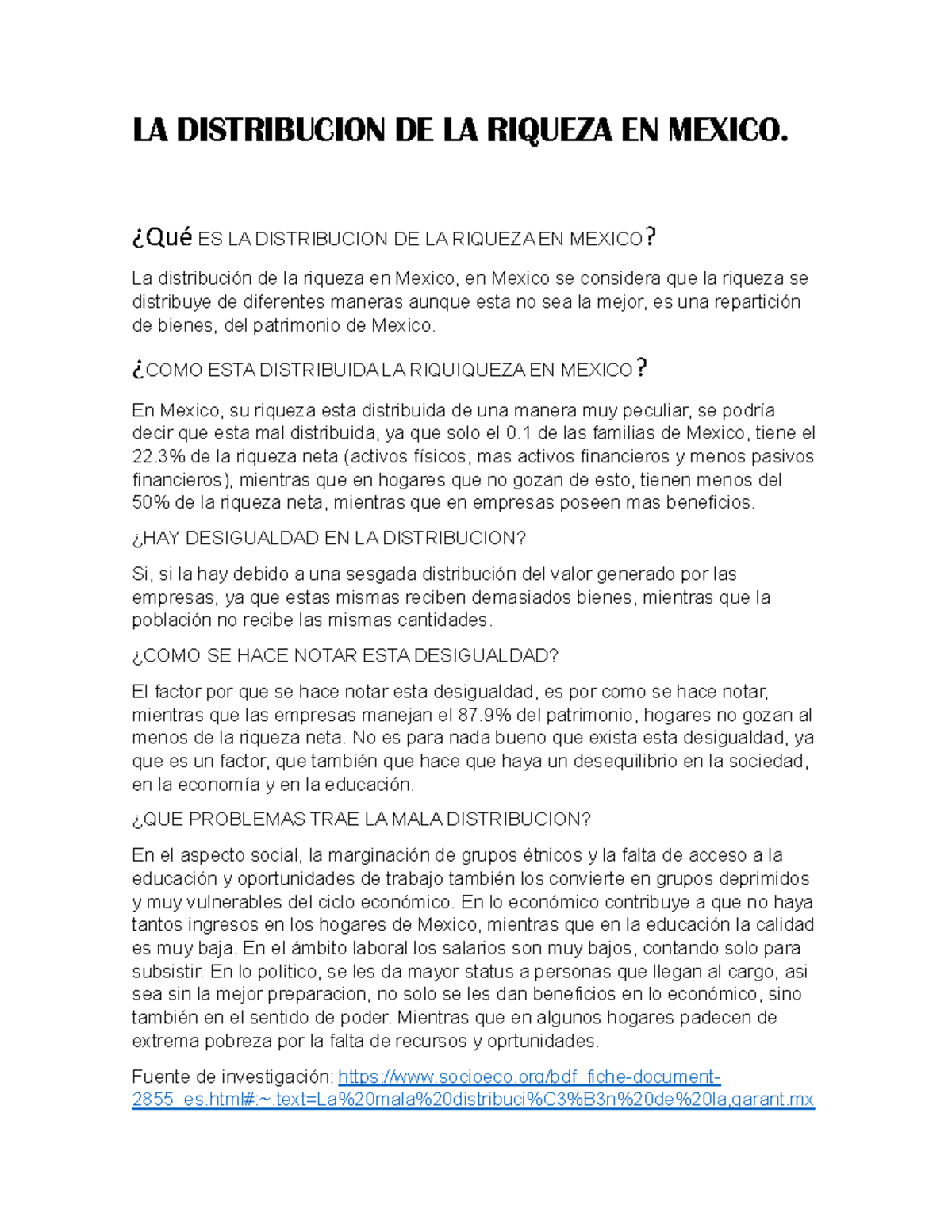LA Distribucion DE LA Riqueza EN Mexico - LA DISTRIBUCION DE LA RIQUEZA ...