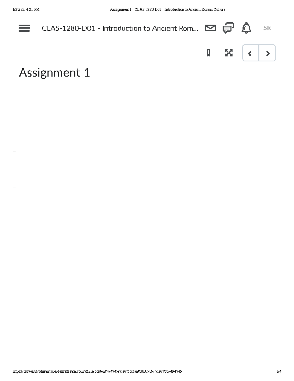 Assignment 1 - CLAS-1280-D01 - Introduction to Ancient Roman Culture ...