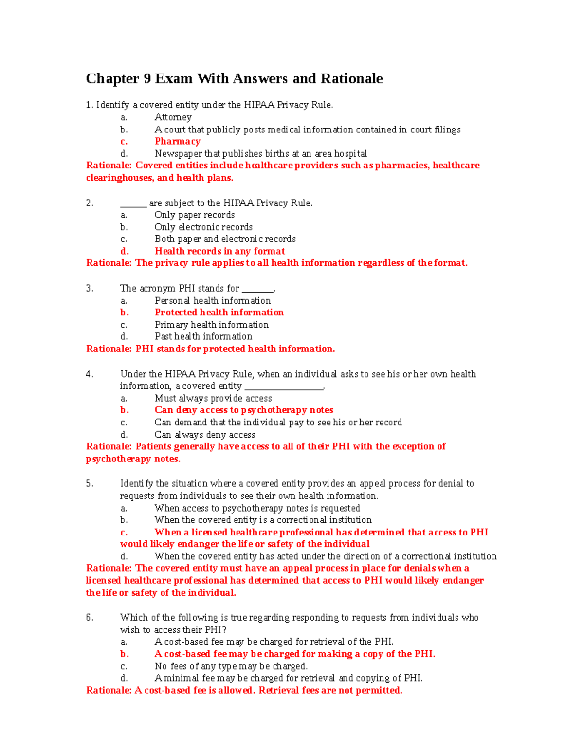 Chapter 9 Exam With Answers and Rationale 1 - Chapter 9 Exam With ...