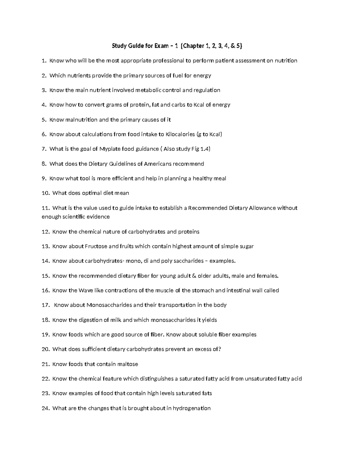 outlines 2022/2023 - Study Guide for Exam – 1 {Chapter 1, 2, 3, 4, & 5 ...