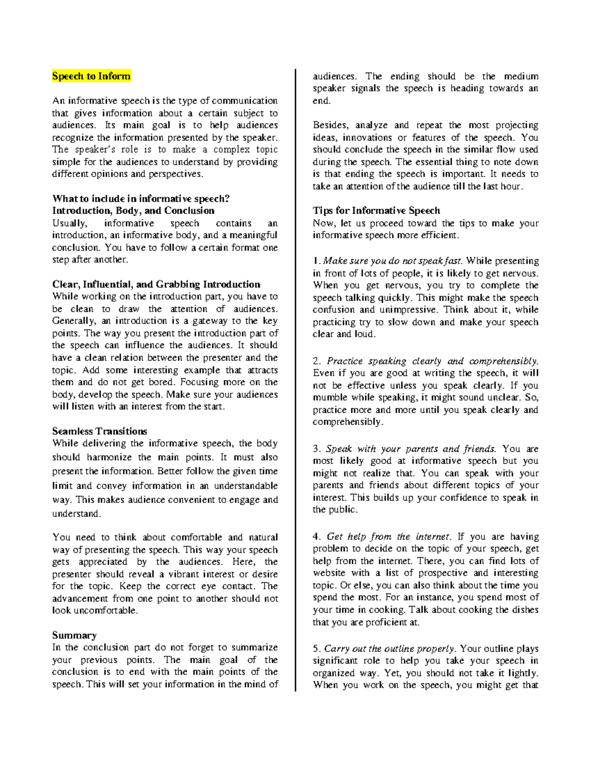 Purposive Communication Unit 3 Lecture Notes - Speech to Inform An ...