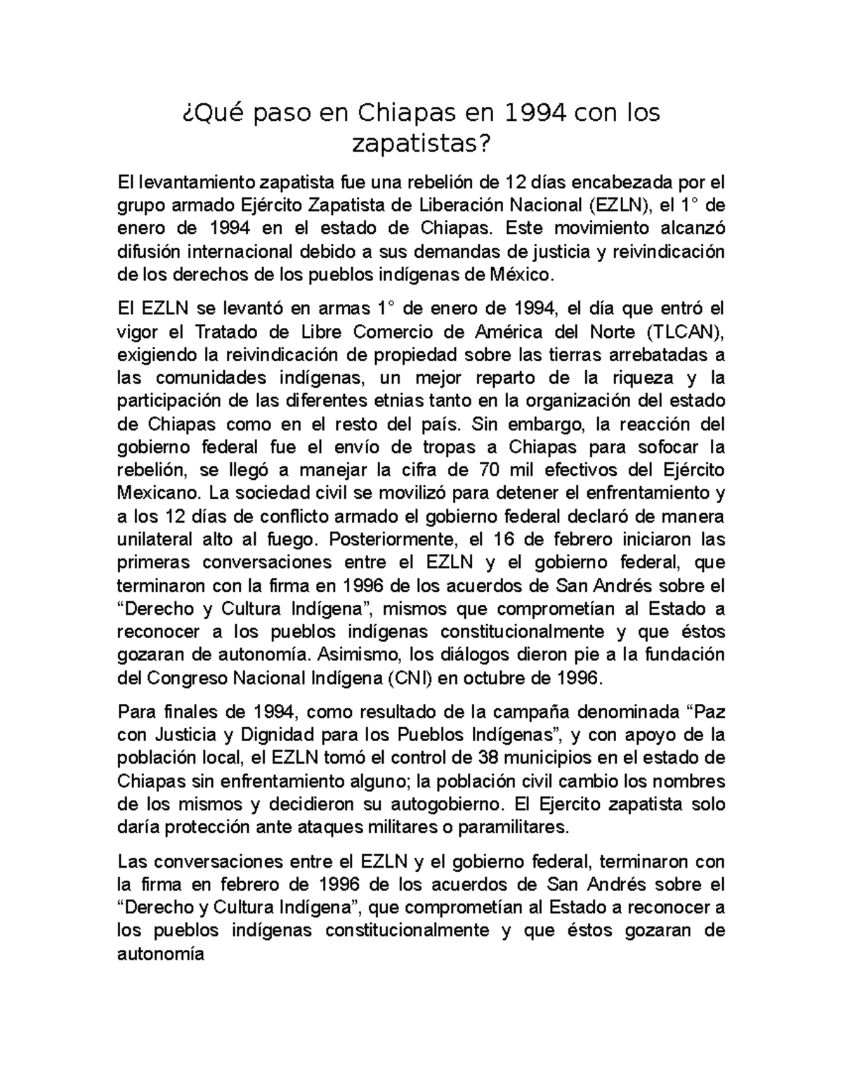 Historia Chiapas - SUCEDIDIO EN CHAPAS LEVANTAMIENTO ZAPATISTA - ¿Qué ...