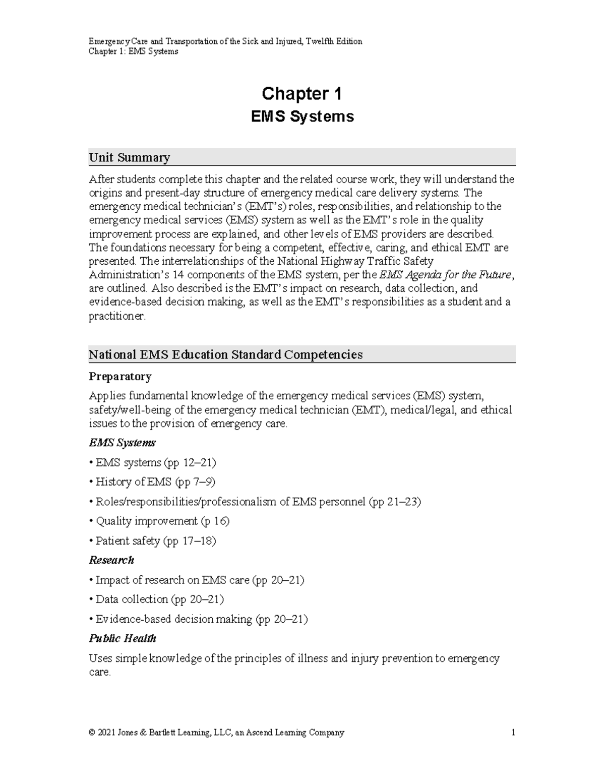 Chapter 1: Overview of EMS Systems - 9781284243796 LOUT - Chapter 1: EMS Systems Chapter 1 EMS ...