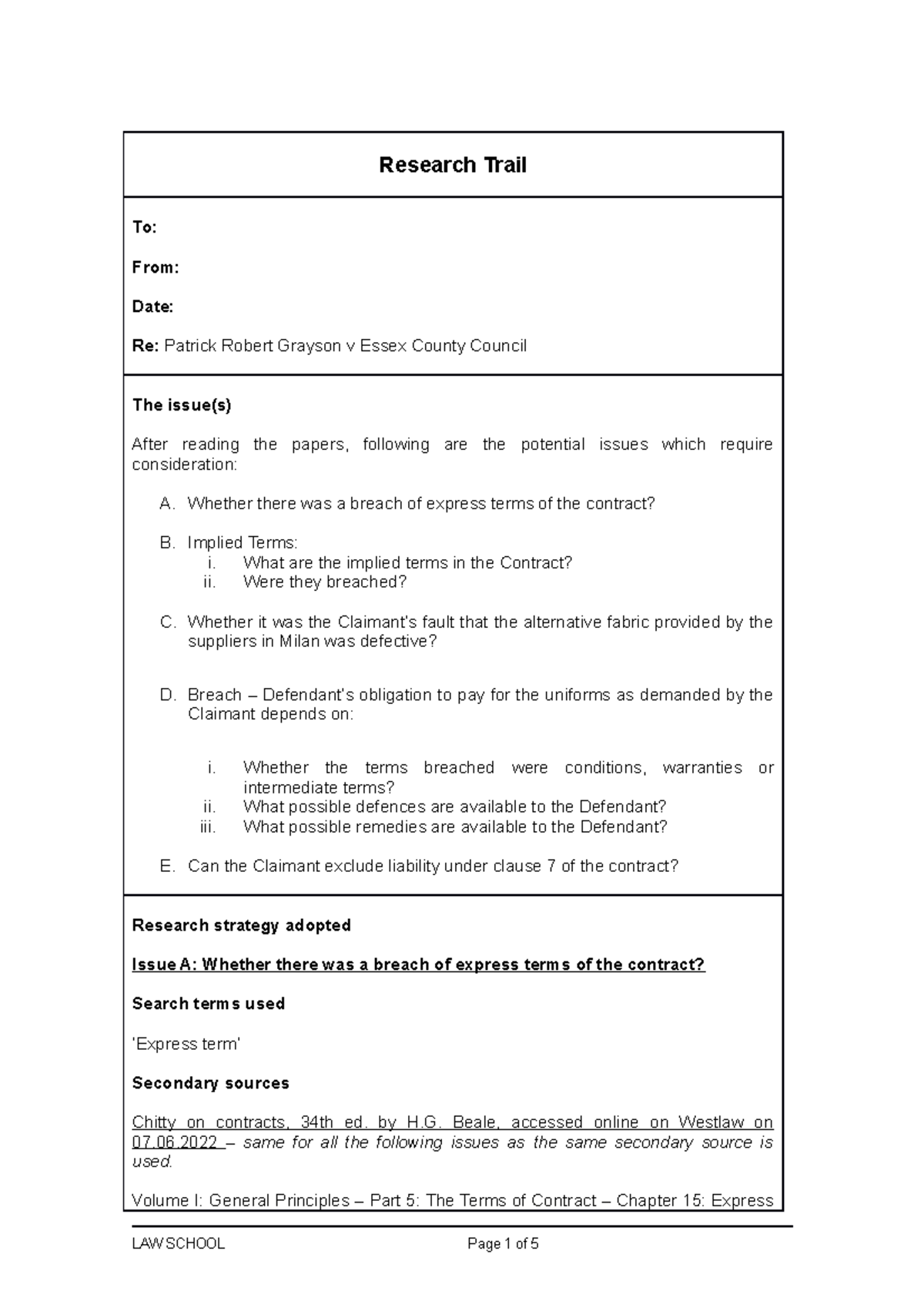 W9 Research trail - kreative kit - Research Trail To: From: Date: Re ...