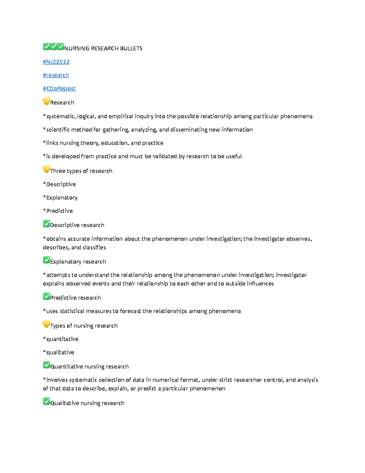 Nursing Research Bullets - NURSING RESEARCH BULLETS #NLE #research # ...