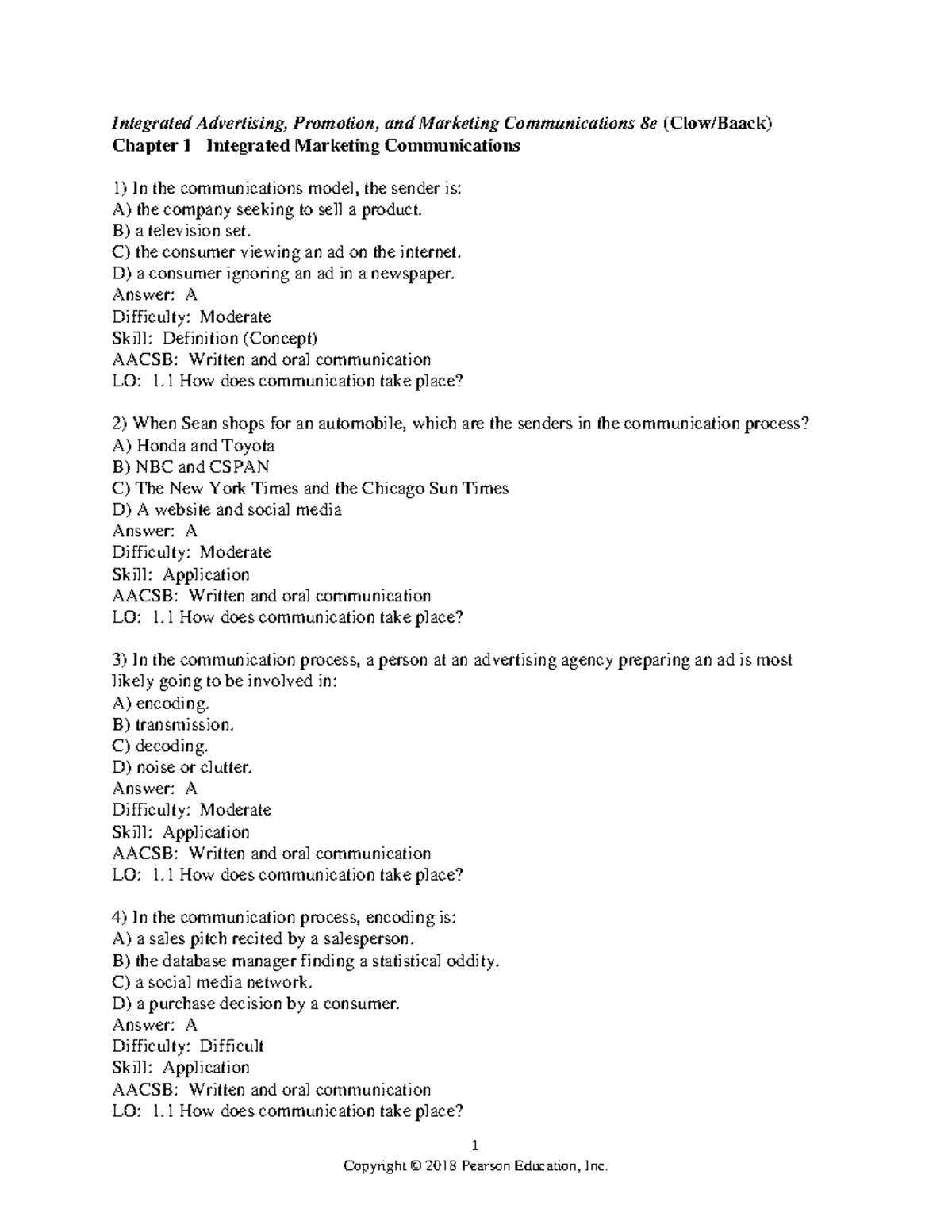 Chapter 1 - Test Bank Solutions : Integrated Advertising, Promotion ...