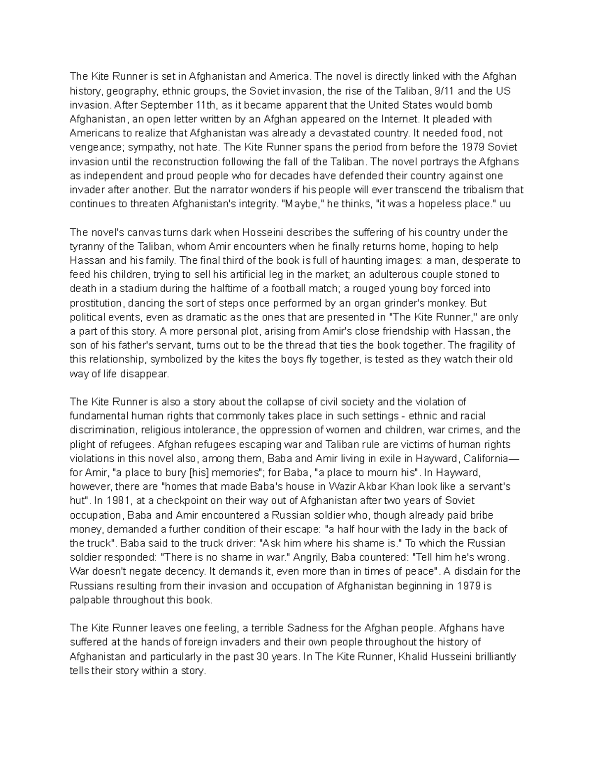 political context of the kite runner - The Kite Runner is set in ...