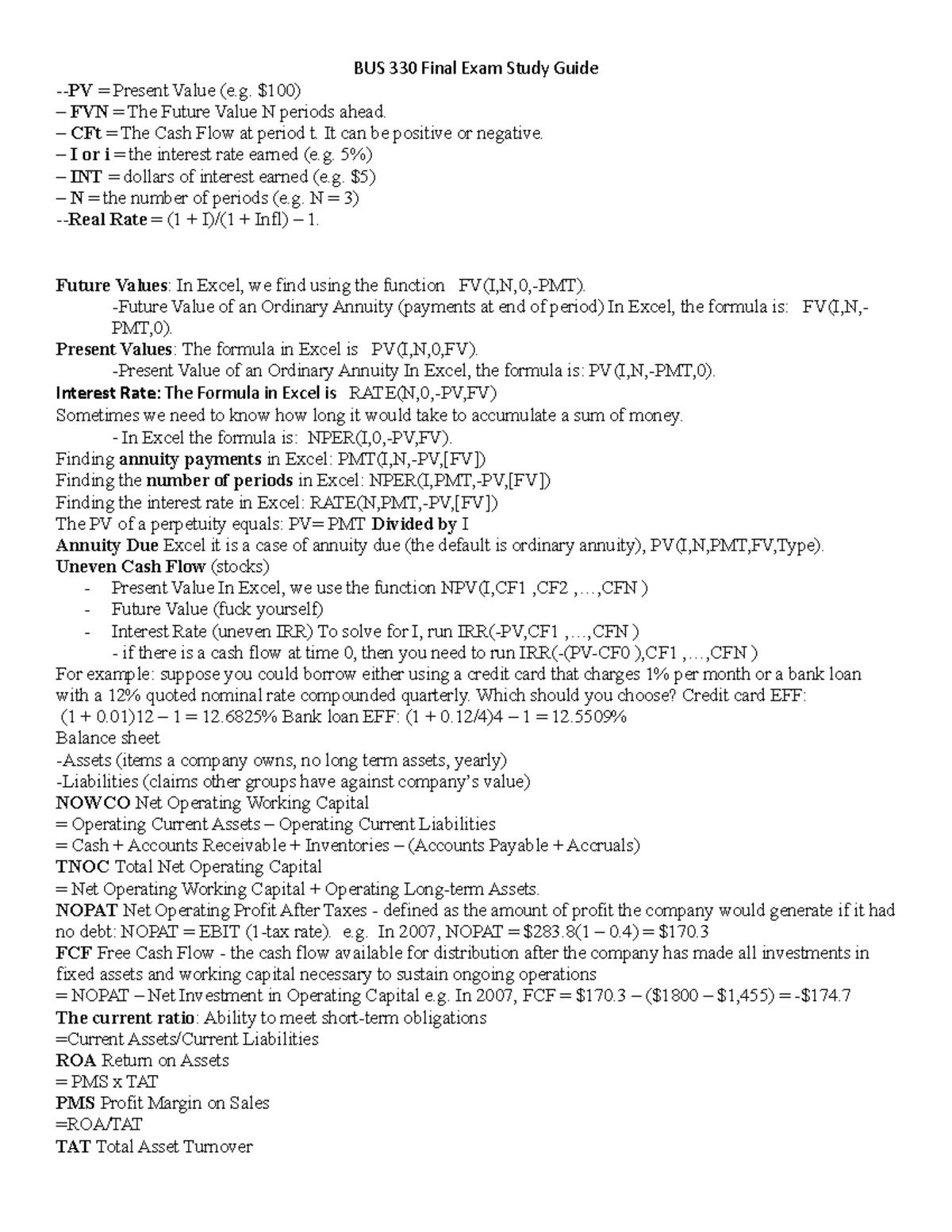 Final Exam Study Guide Terms Bus 330 - BUS 330 Final Exam Study Guide ...