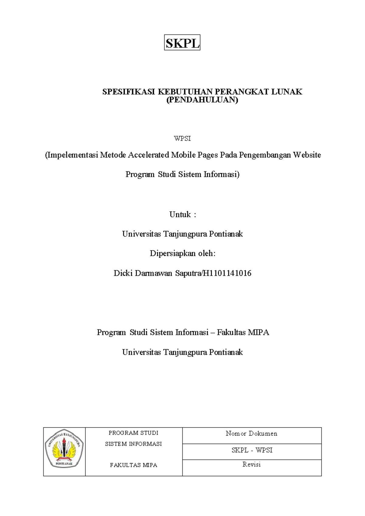SKPL - Pendahuluan - Spesifikasi Kebutuhan Perangkat Lunak - SKPL ...