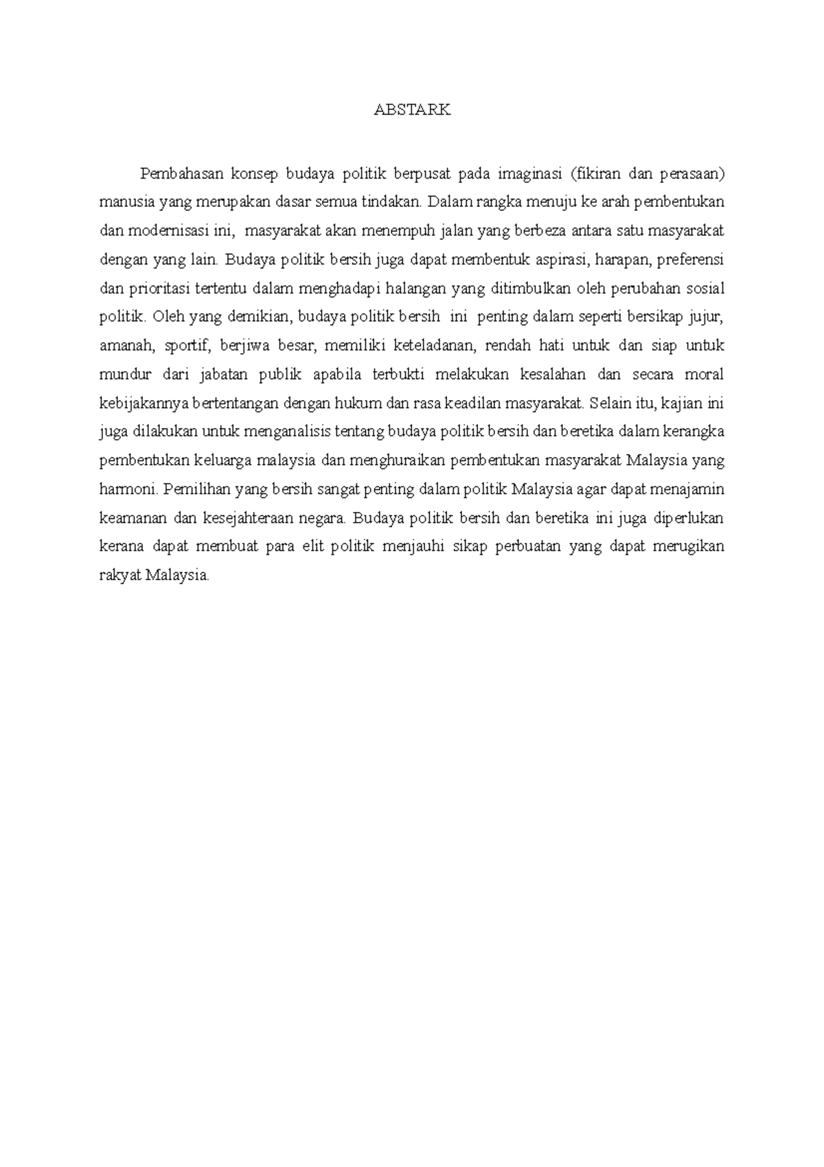 Abstark - abstract - ABSTARK Pembahasan konsep budaya politik berpusat ...