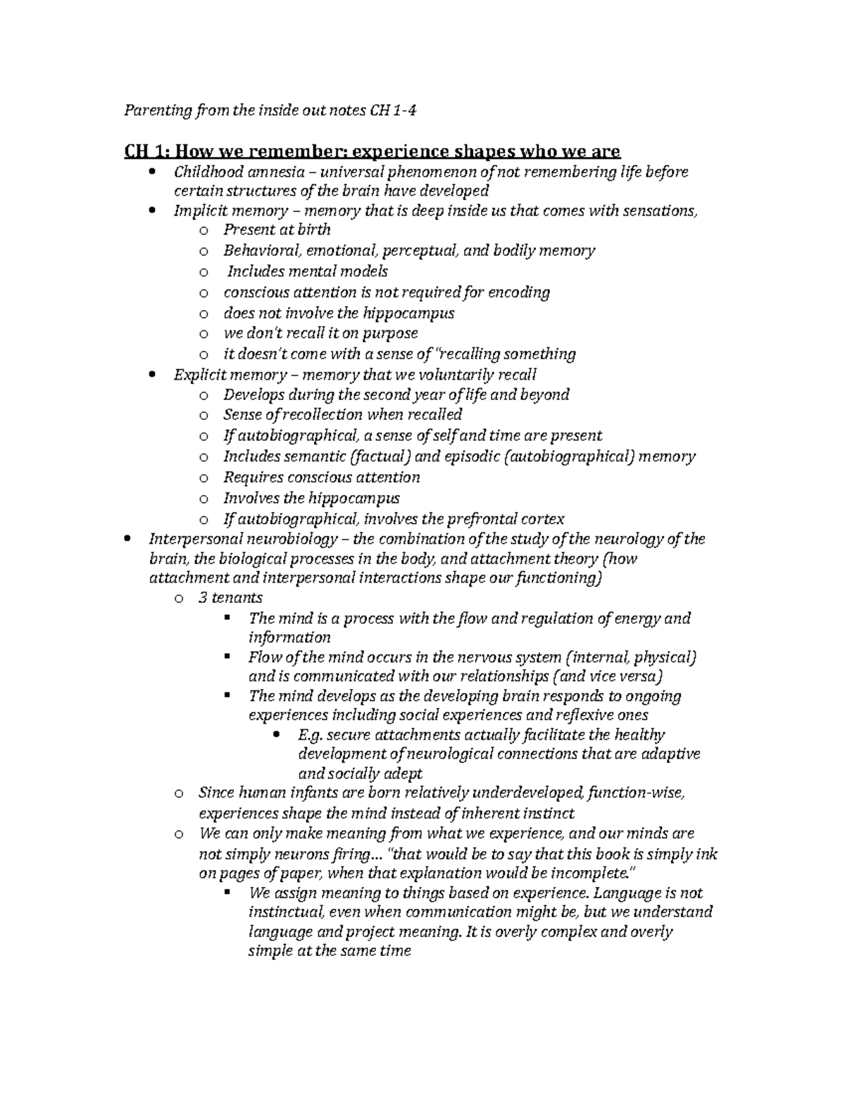 Parenting From the Inside Out notes 1 - Parenting from the inside out ...