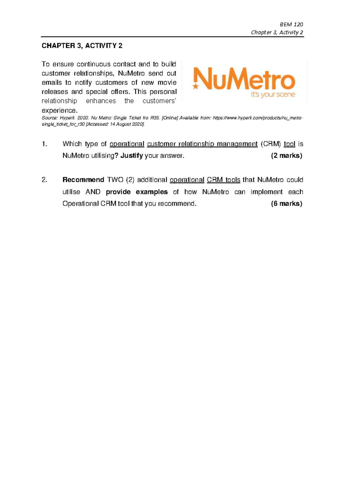 BEM120-2024-Ch3-Activity 2 - Chapter 3 , Activity 2 CHAPTER 3 ...