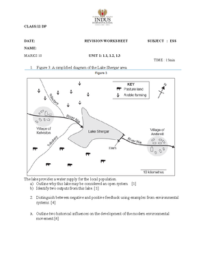 ESS 6.1 worksheet - Worksheet 1 GRADE: 12 SUBECT: Environmental Systems ...