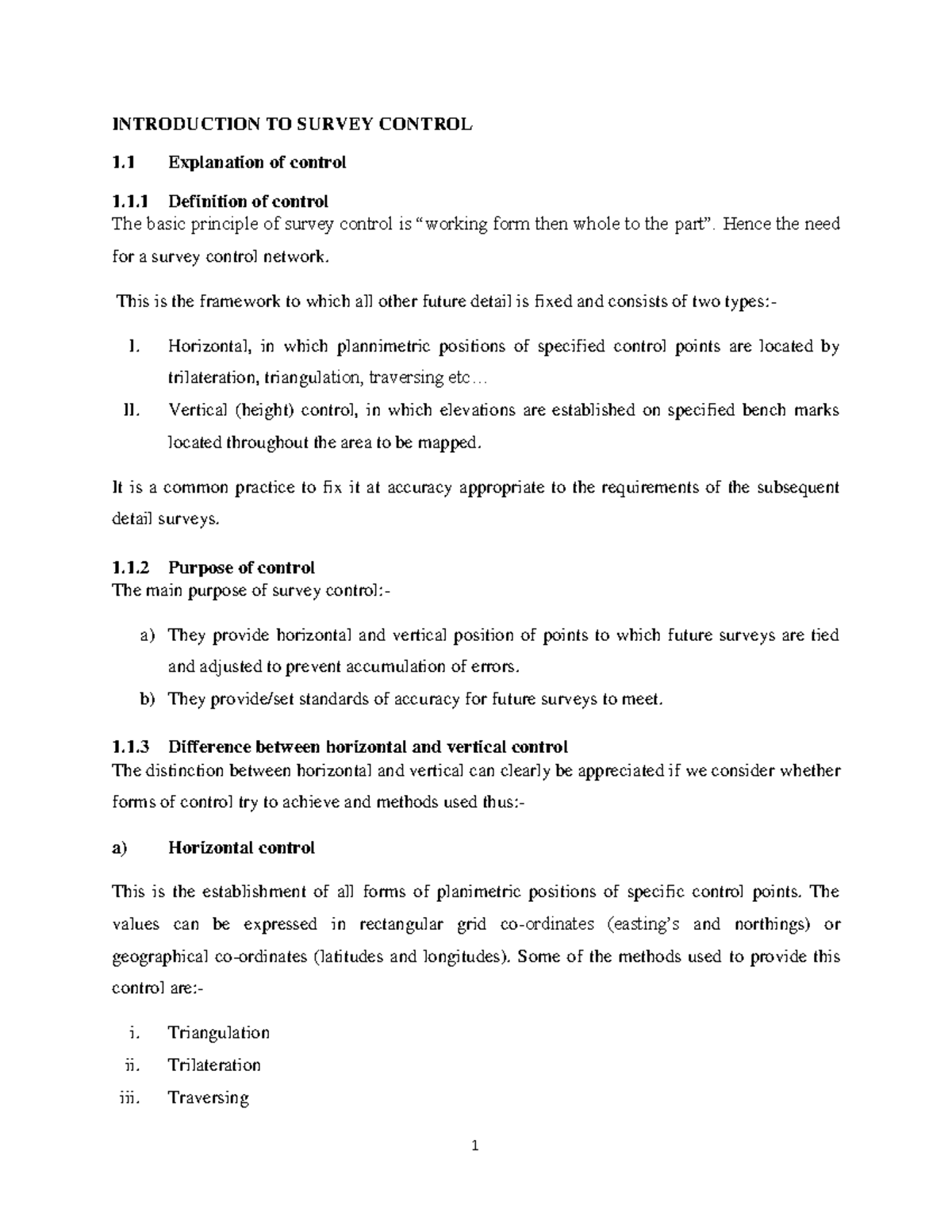 Introduction to Control Survey - INTRODUCTION TO SURVEY CONTROL 1 ...