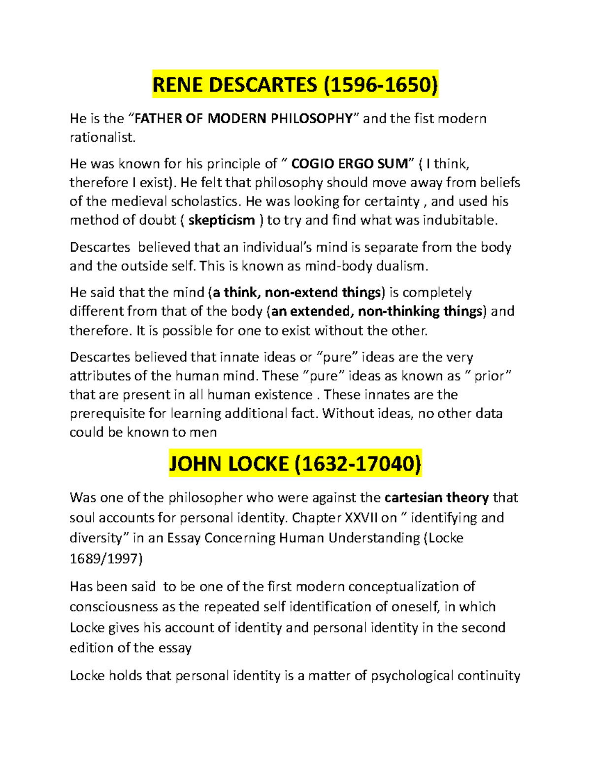 Philosopher-review - GE-USELF - RENE DESCARTES (1596-1650) He is the ...