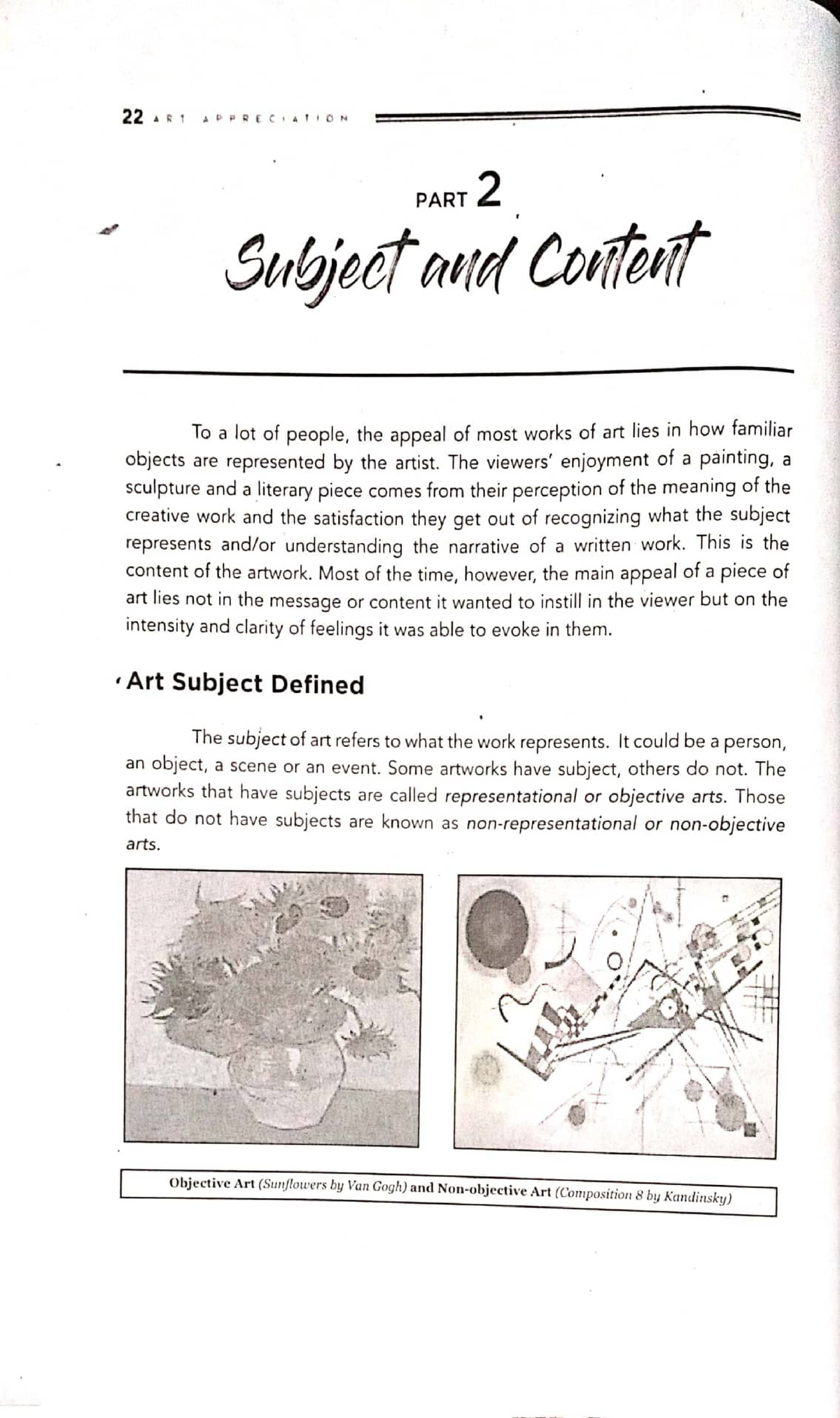 ART APP Subject AND Content - 22 R 1 APPRECIATION PART 2 Subject and ...