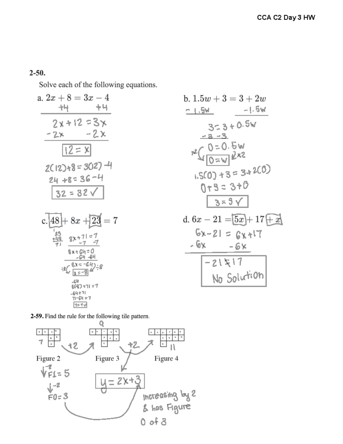 Algebra 1 - Unit 2 Homework - Slope = y-intercept = Slope = y-intercept ...