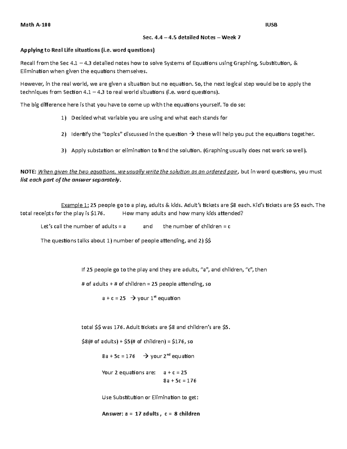 Sec. 4.4 - 4.5 detailed notes - Week 7 - Math A-100 IUSB Sec. 4 – 4 ...