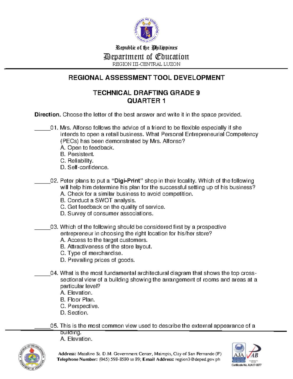 Tool fir the wkkd - Department of Education REGION III-CENTRAL LUZON ...