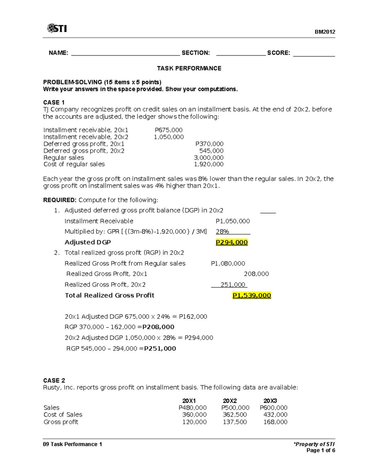 09 Task Performance 1 AST ff - 09 Task Performance 1 *Property of STI ...