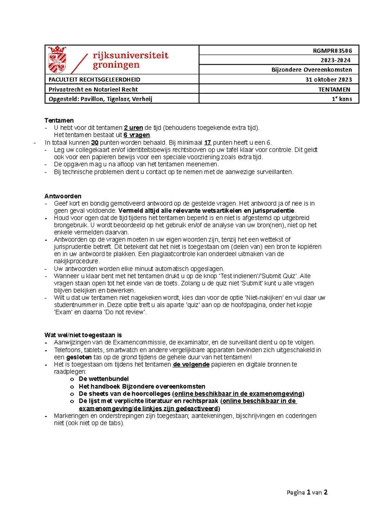 Voorblad Bijzondere Overeenkomsten 2023, eerste kans - RGMPR 2023 ...
