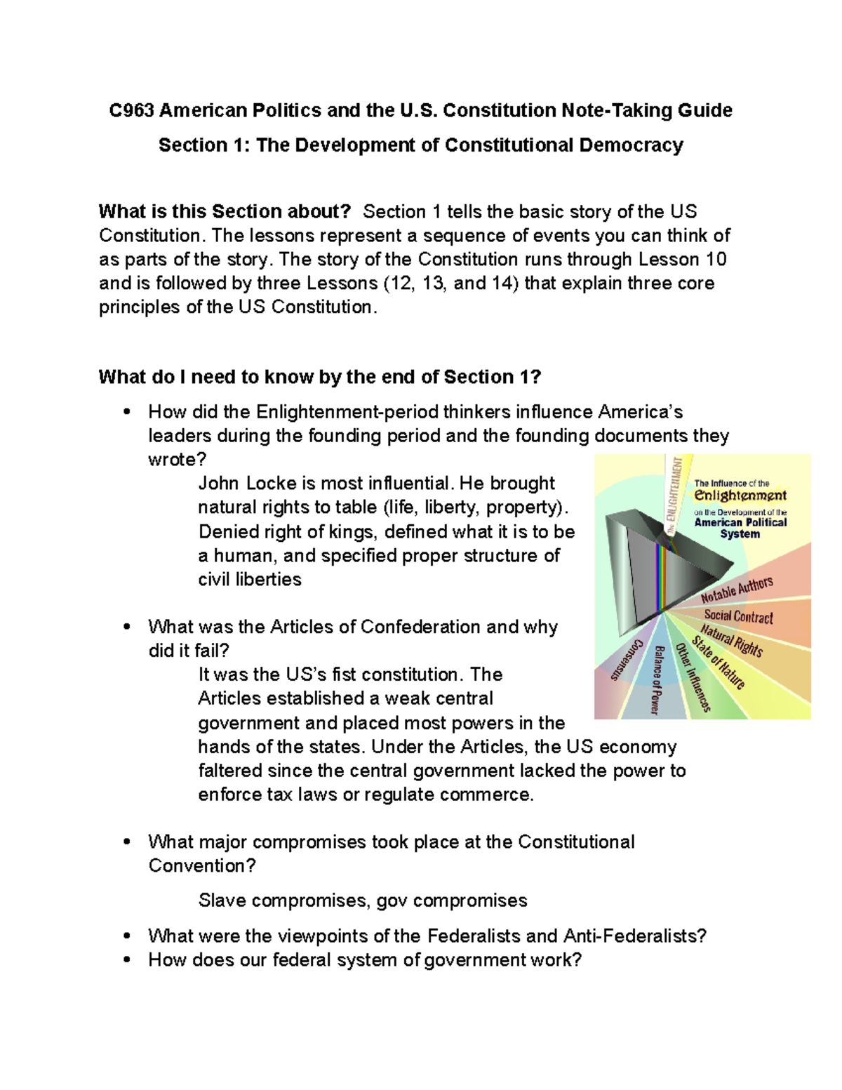 C963 Section 1 Note Taking Guide - C963 American Politics and the U ...