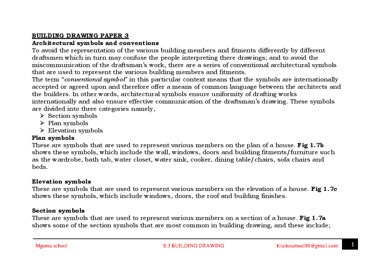 Building Drawing Notes - BUILDING DRAWING PAPER 3 Architectural symbols ...
