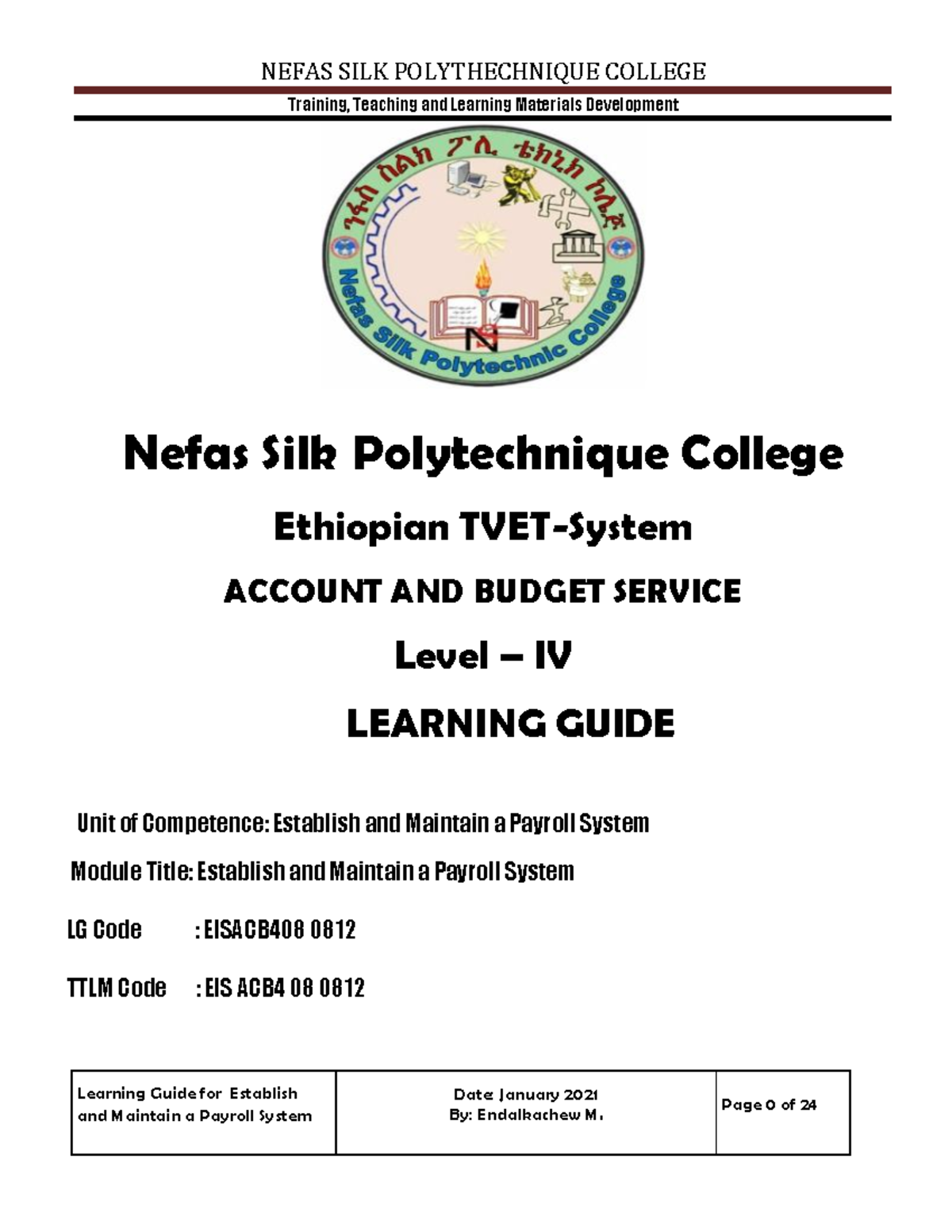 8. Establish and Maintain a payroll System 1 - Training, Teaching and ...