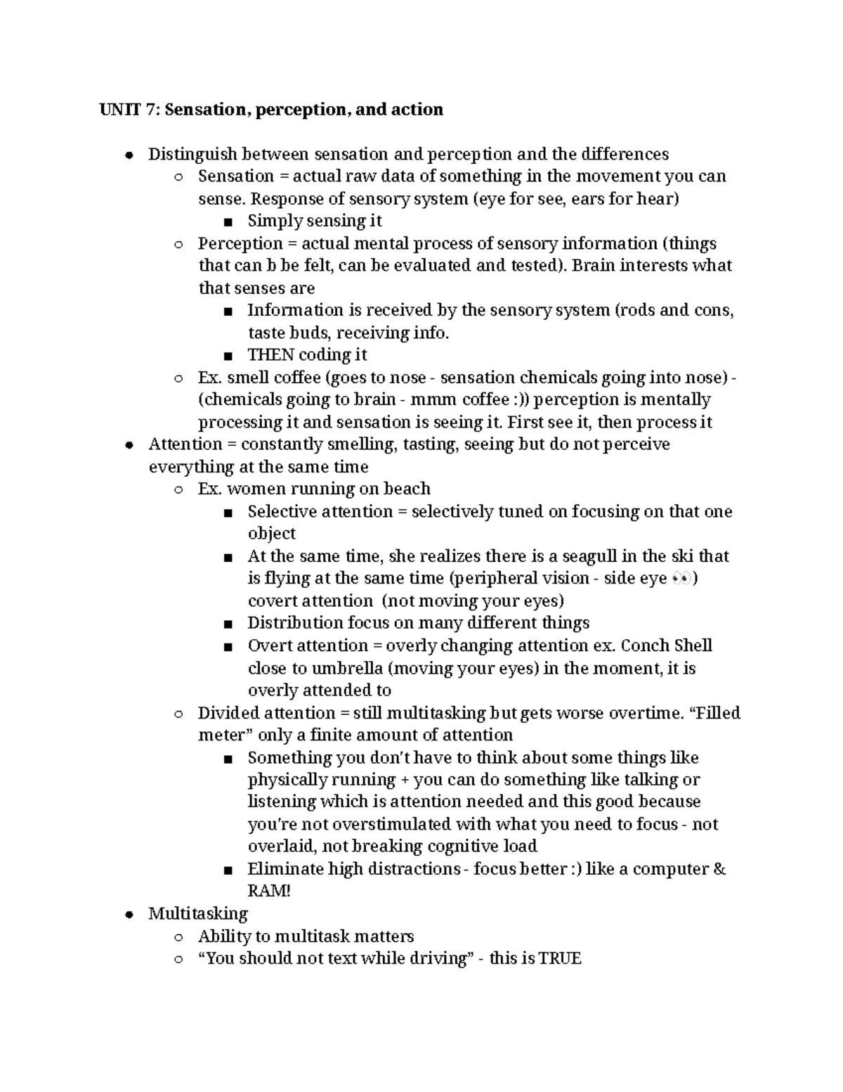 Chapter 7 Psych 150 Notes - UNIT 7: Sensation, perception, and action ...