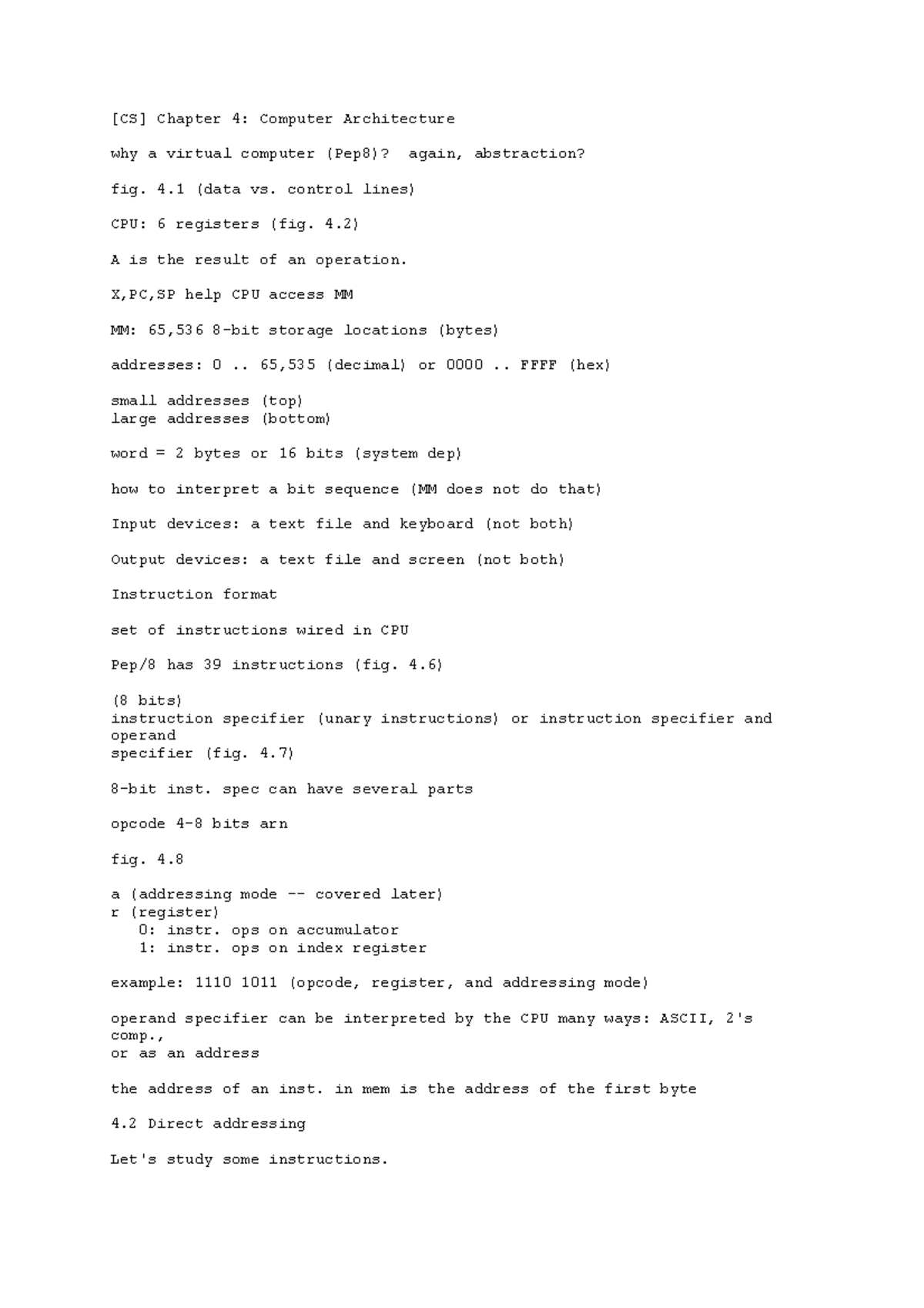 2013 2014 Lecture Notes 4 Computer Architecture Cs Chapter 4 Computer Architecture Why A 7196