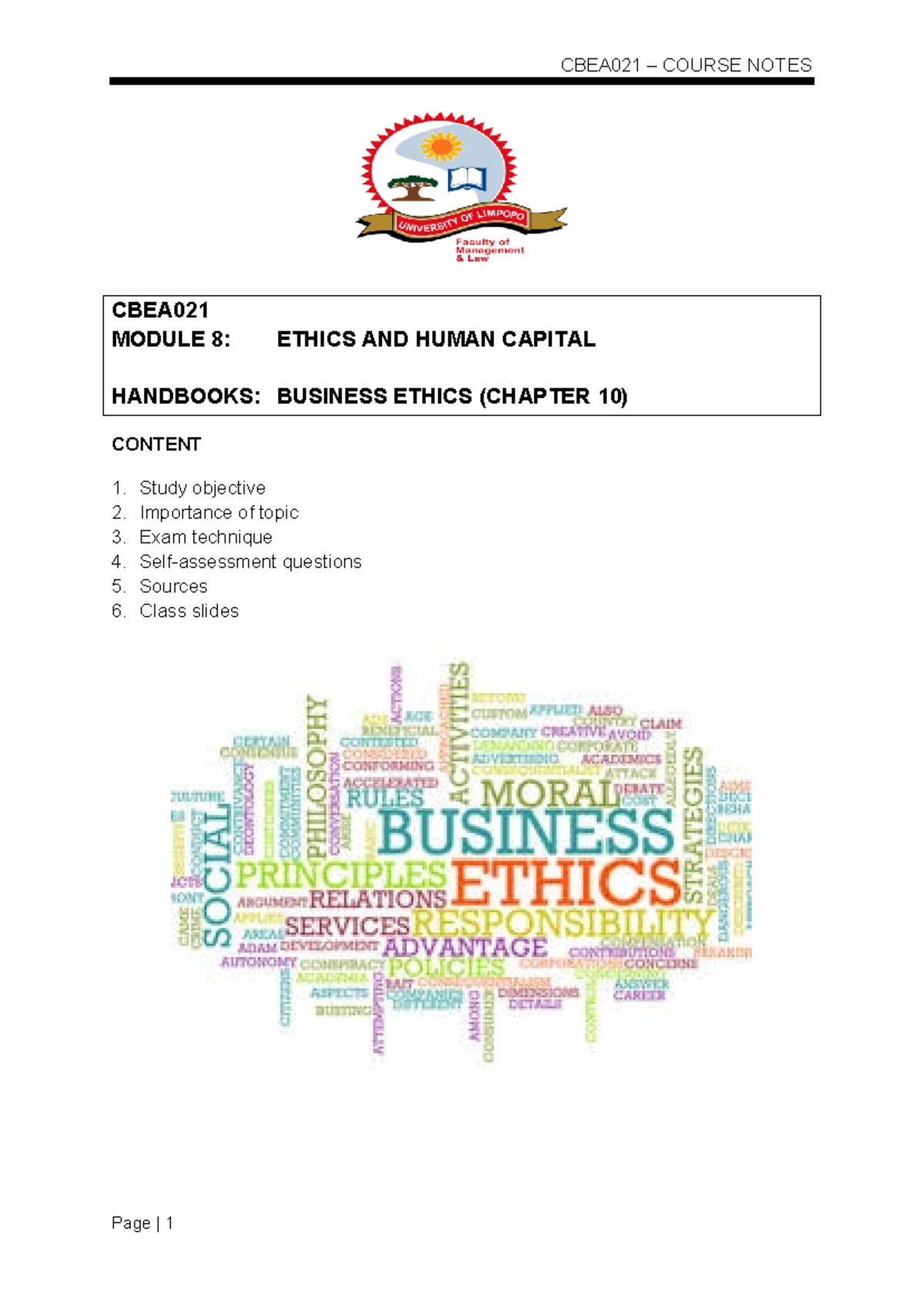 Module 9 Course notes - CBEA021 - CBEA021 – COURSE NOTES Page | 1 CBEA ...