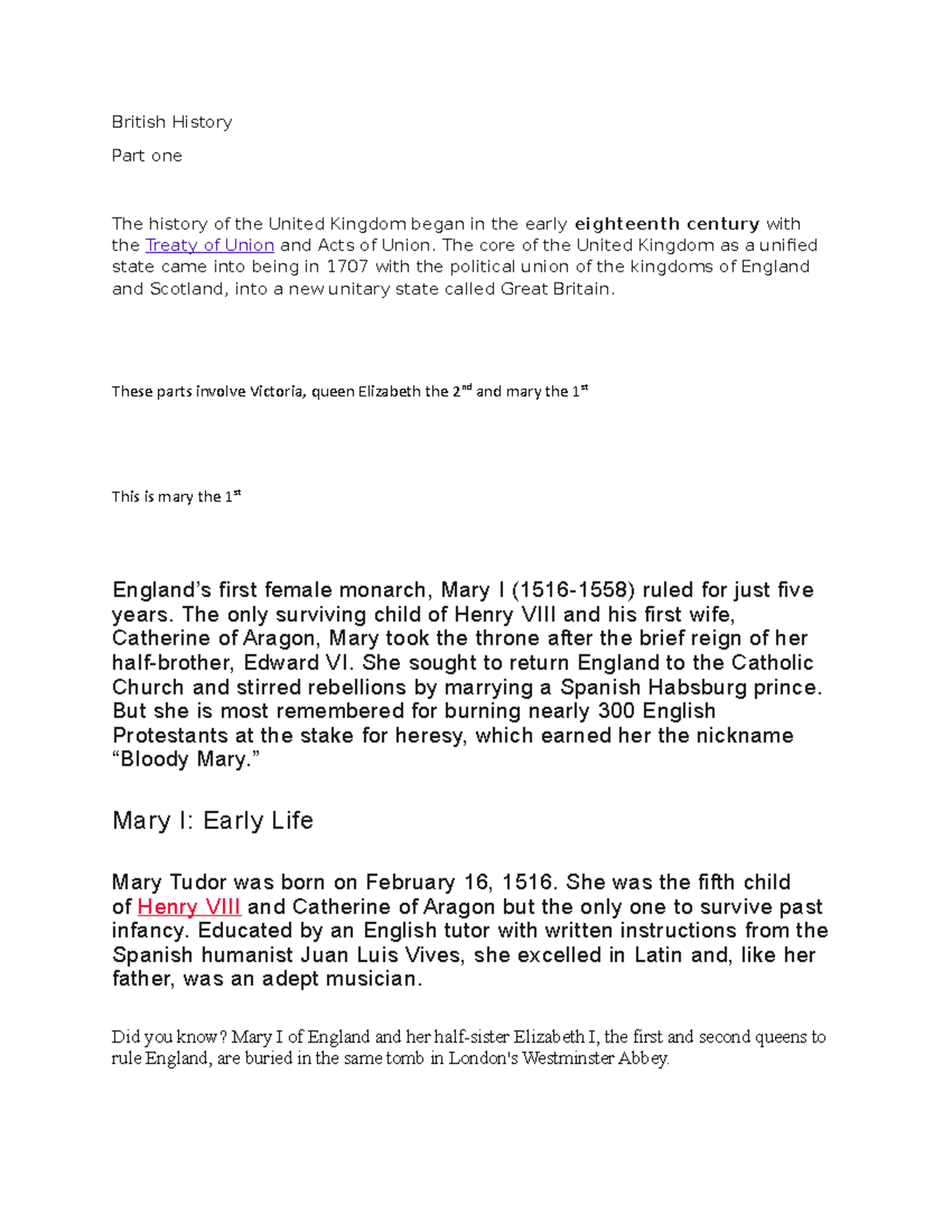 Mary the 1st - Mary the first in uk history - British History Part one ...