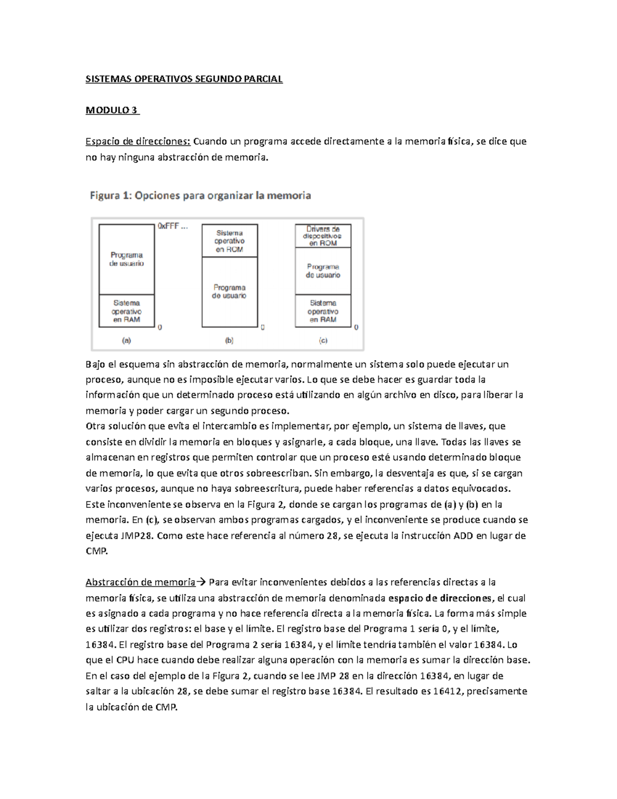 Sistemas Operativos Segundo Parcial - SISTEMAS OPERATIVOS SEGUNDO PARCIAL MODULO 3 Espacio de ...